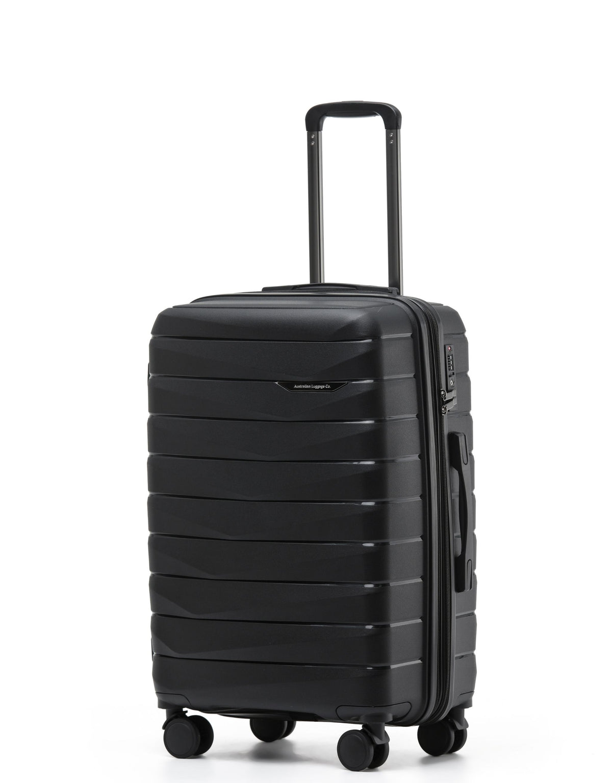 Aus Luggage Pilot 75cm Large Hard Black Suitcase