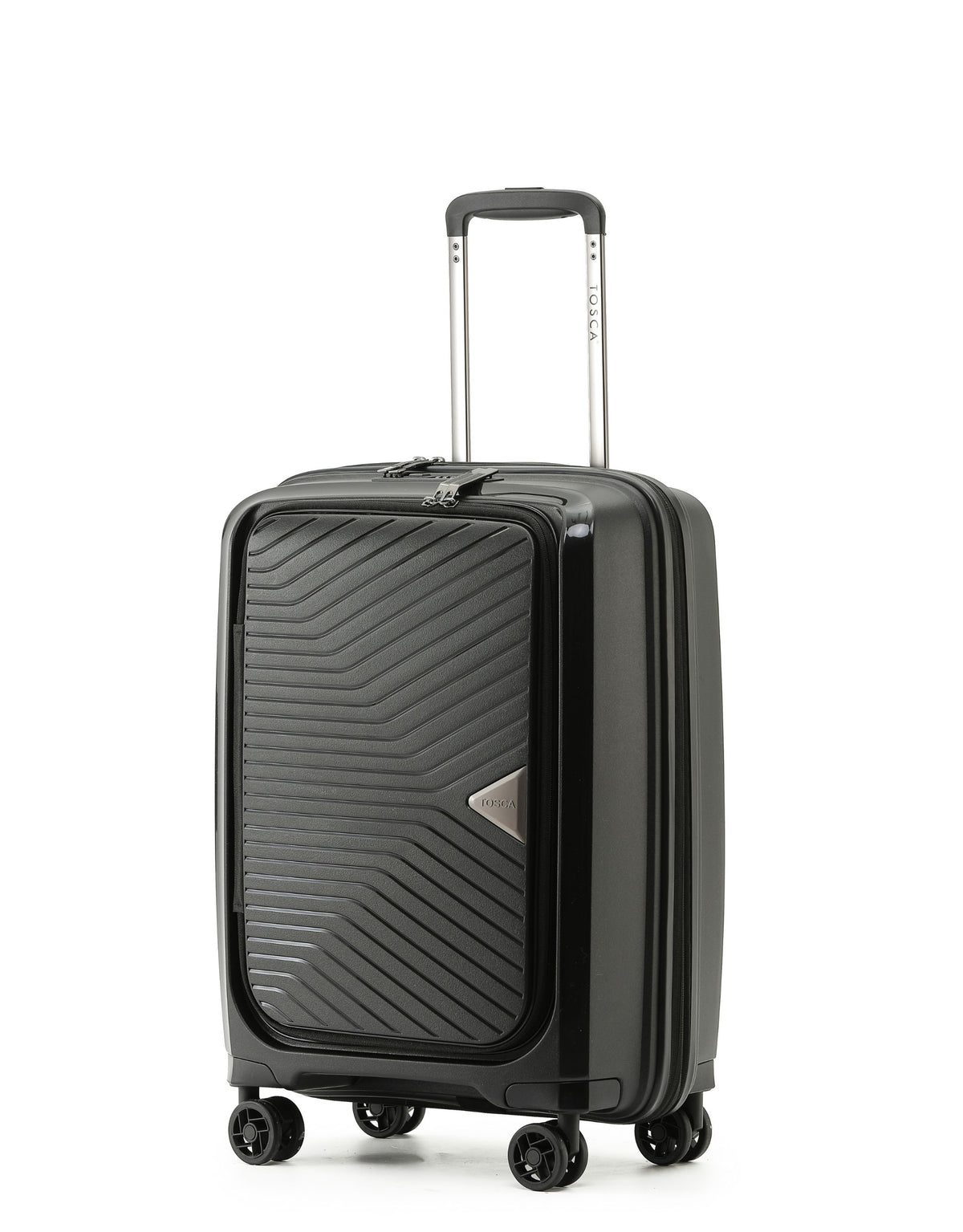 Space-X 55cm Small Expandable Hard Carry-On Black Suitcase