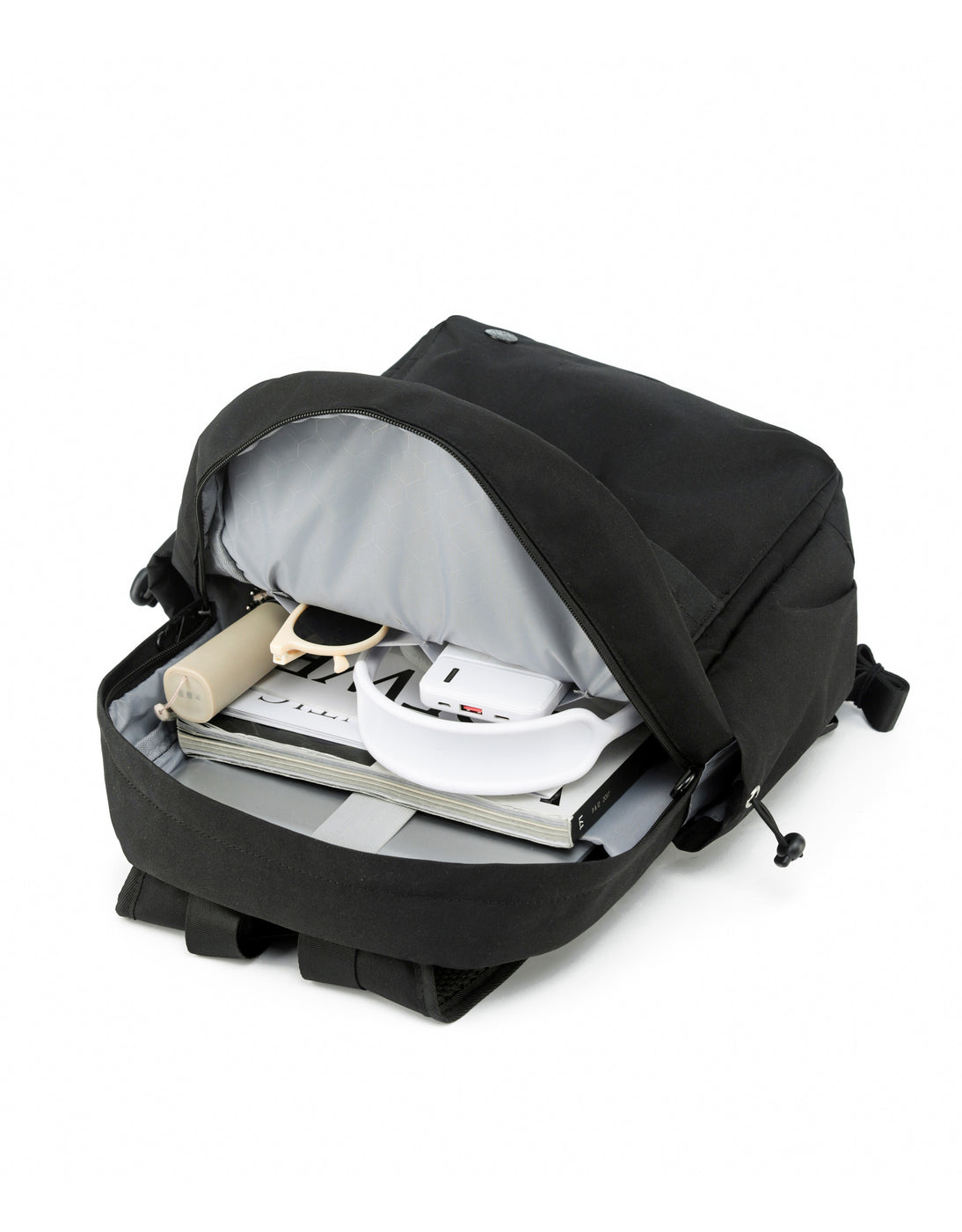 Anti-Theft RFID Blocking Large Black Zip Backpack