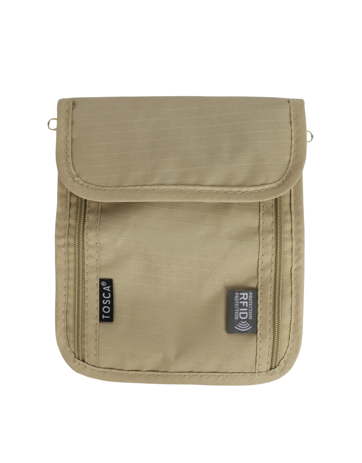 Beige Anti-Theft RFID Neck Travel Pouch