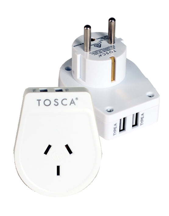 Travel Adapter 2.4A Fast Charge with 2 USB Type-A Ports - Europe & Bali