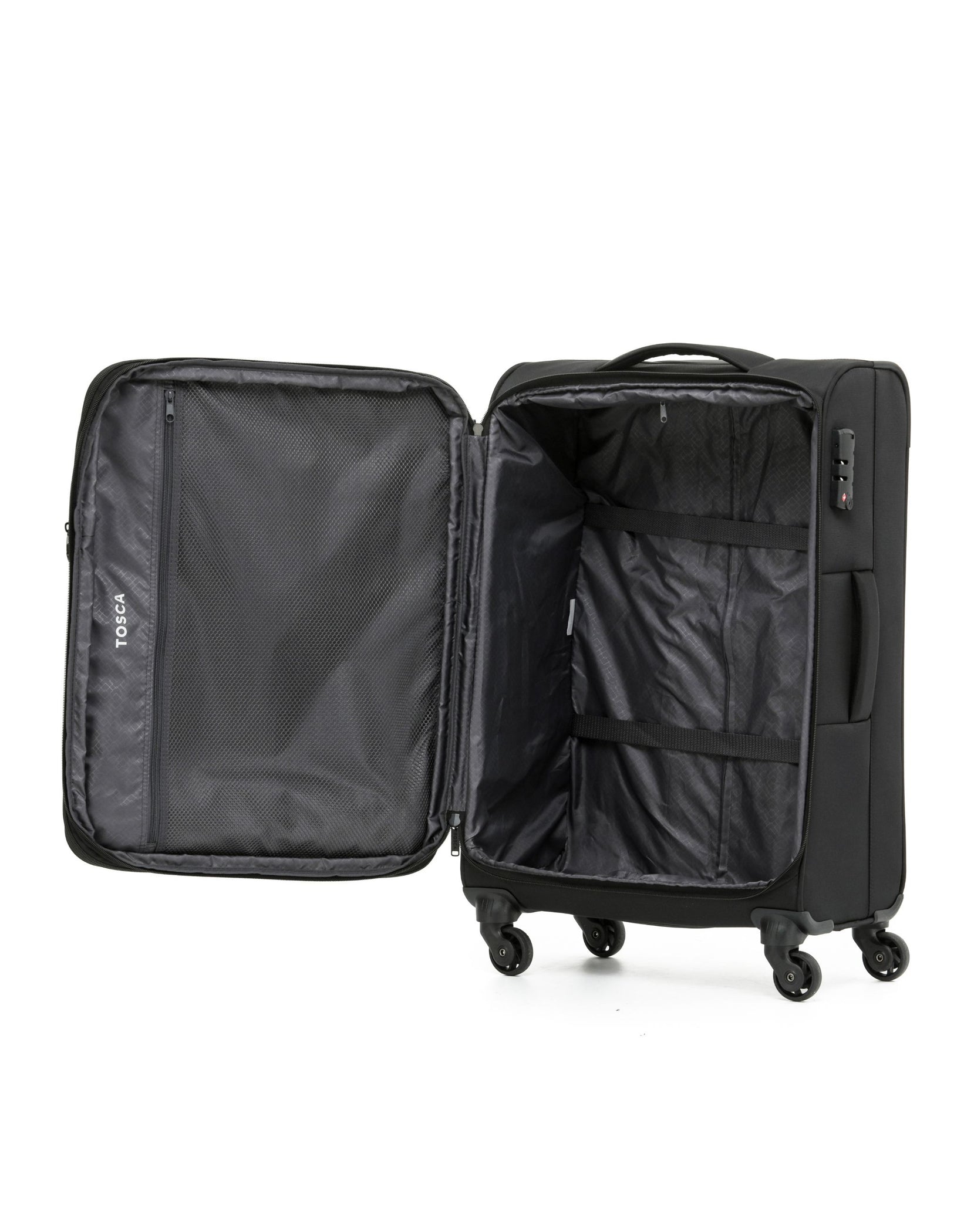 Sky-Runner 68cm Medium Expandable Soft Black Suitcase