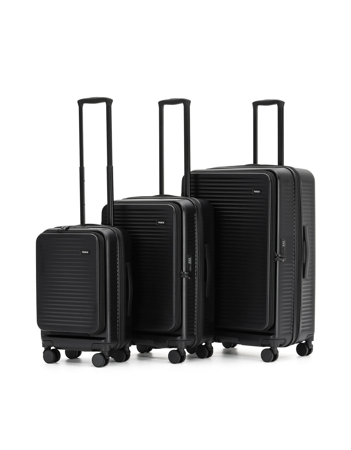 Zen Front Opening Hard Suitcase 3 Piece Set - Black